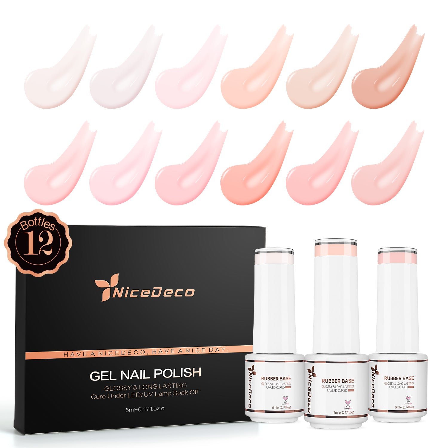 Nicedeco Rubber Base Gel Polish for Nails, Hema Free, Cruelty Free, Ve ...